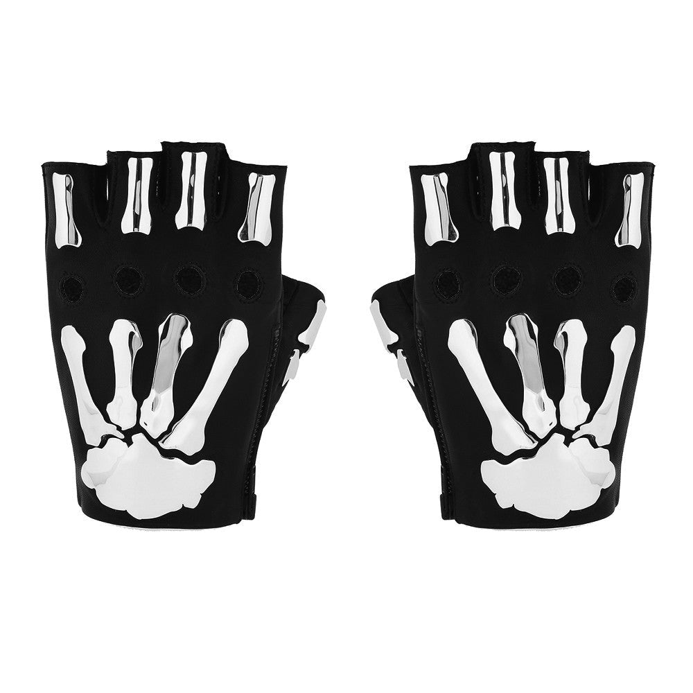 FINGERLESS METAL BONES GLOVES – MAJESTY BLACK