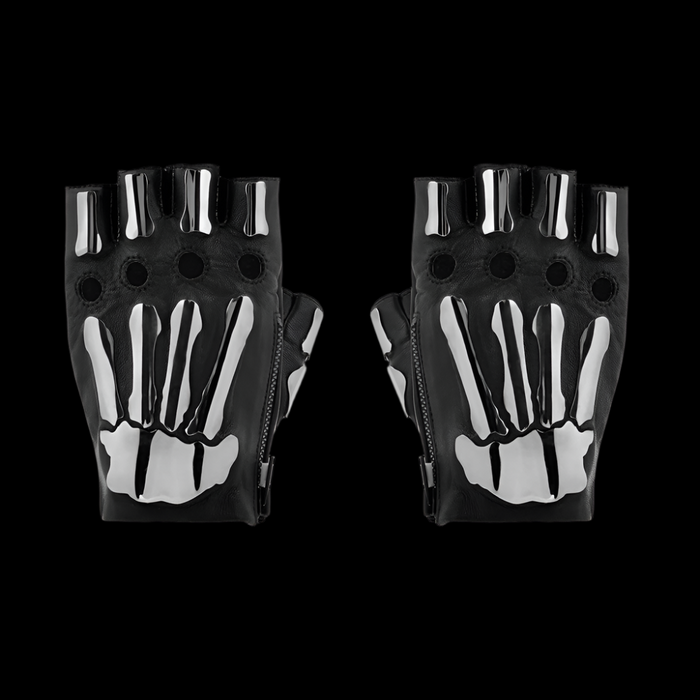 FINGERLESS METAL BONES GLOVES – MAJESTY BLACK