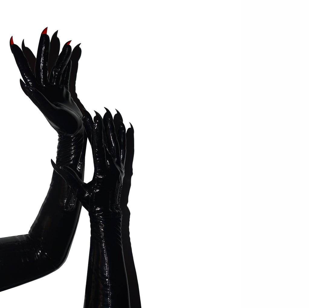 THE RED BTTMS PATENT OPERA NAIL GLOVES – MAJESTY BLACK